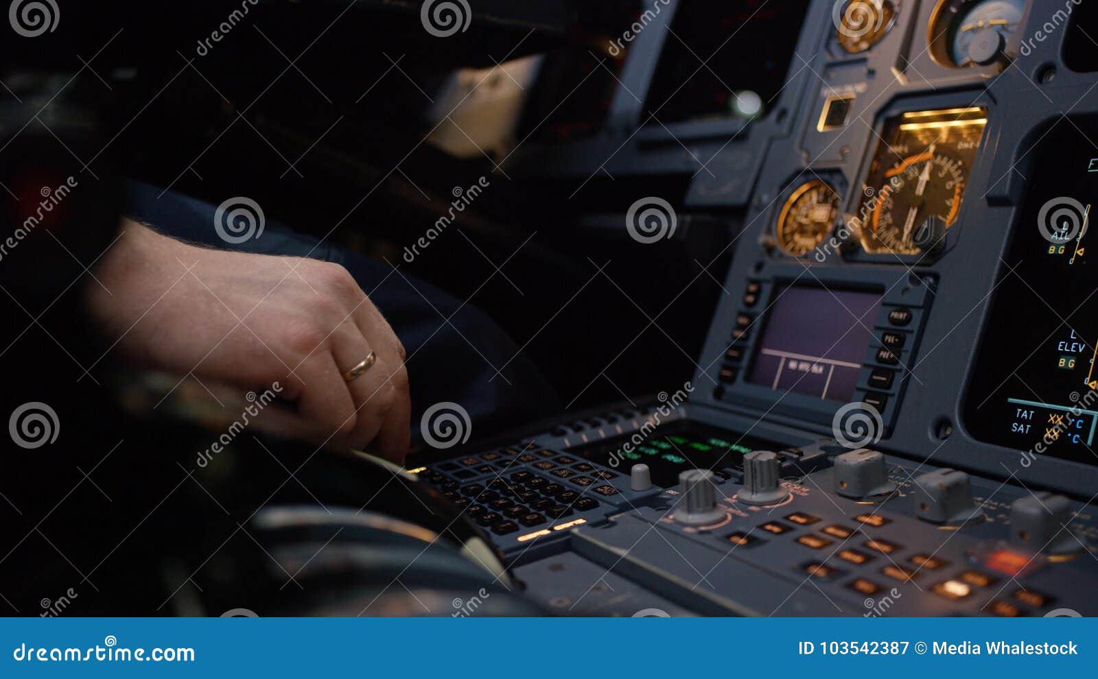Panel of Switches on an Aircraft Flight Deck. Autopilot Control Element ...