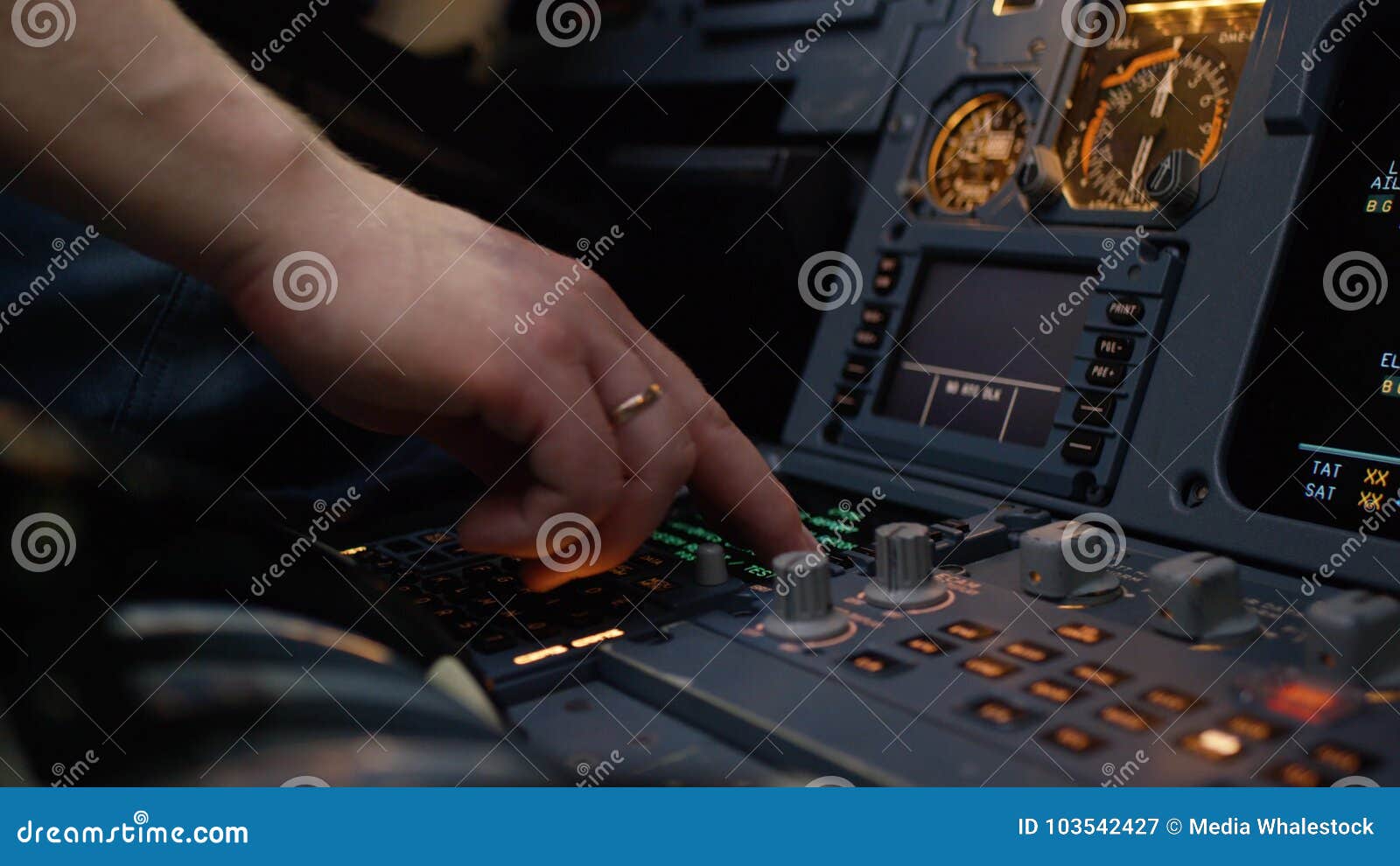 Panel of Switches on an Aircraft Flight Deck. Autopilot Control Element ...