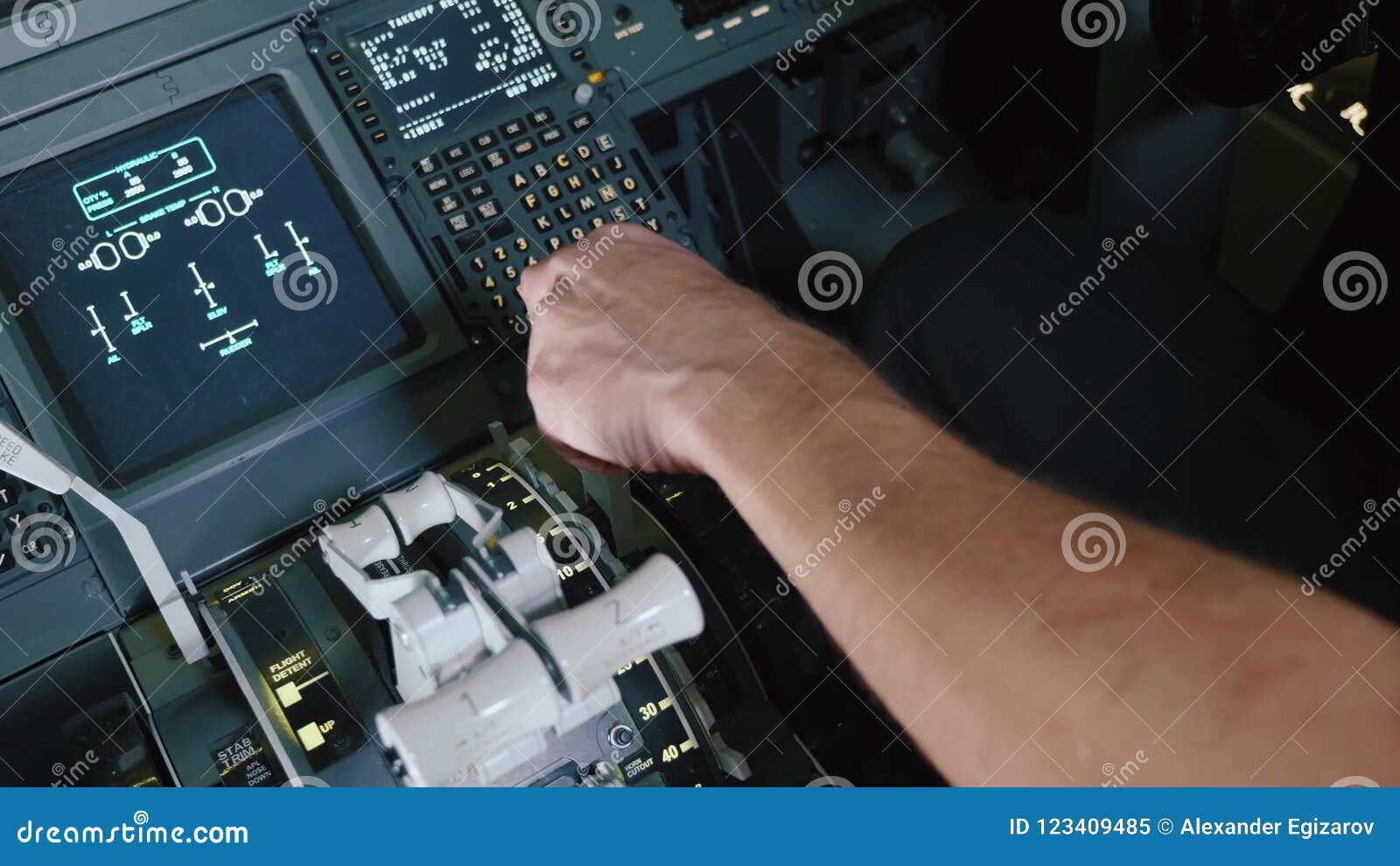 Panel of Switches on an Aircraft Flight Deck. Pilot Controls the ...