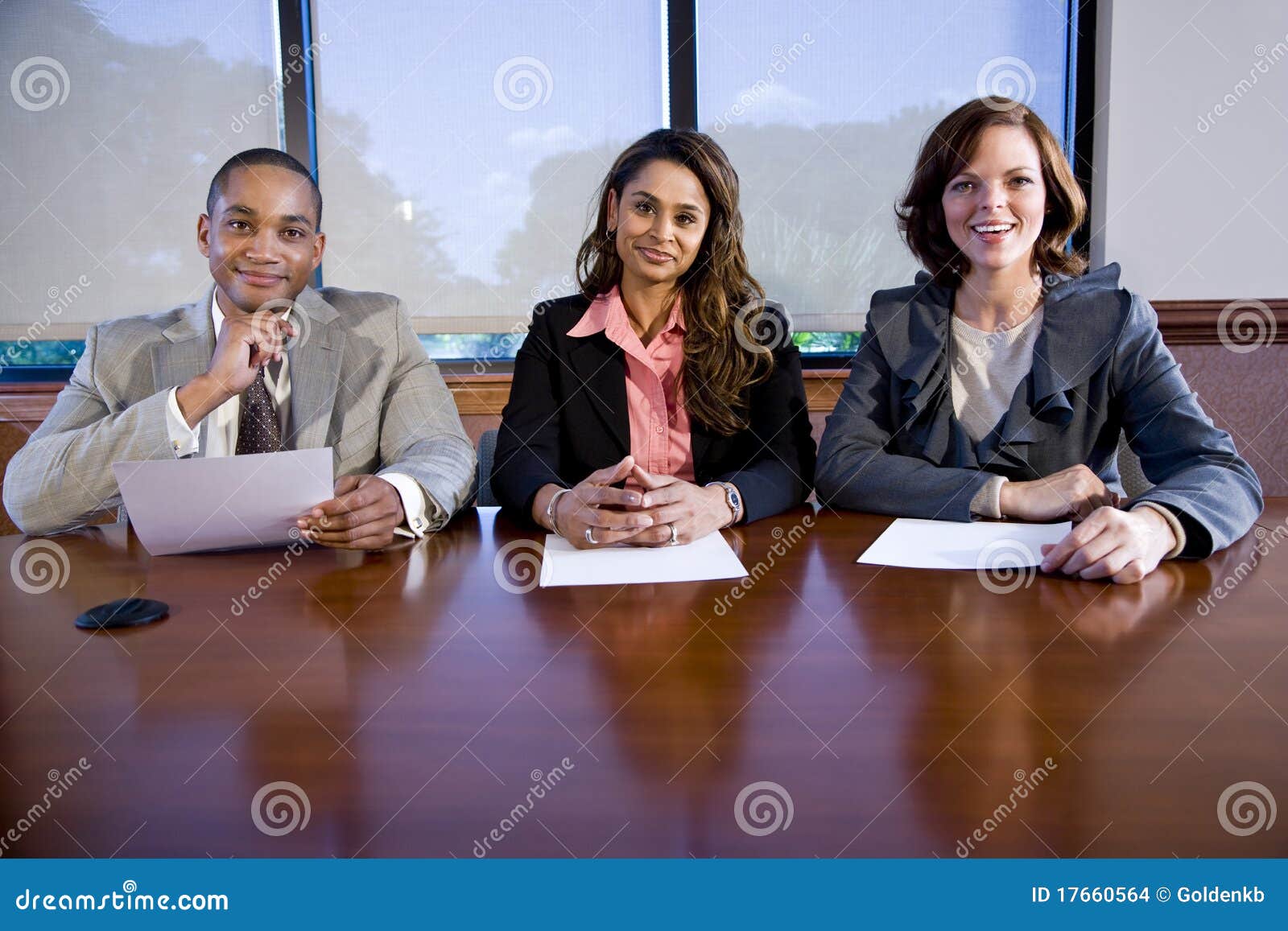 Panel of Three Multiracial Businesspeople Stock Photo - Image of multi ...