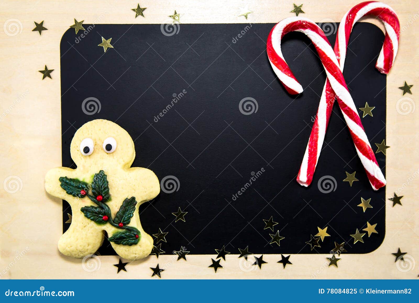 Panel with Two Candy Canes, Cookies and Stars Stock Image - Image of ...