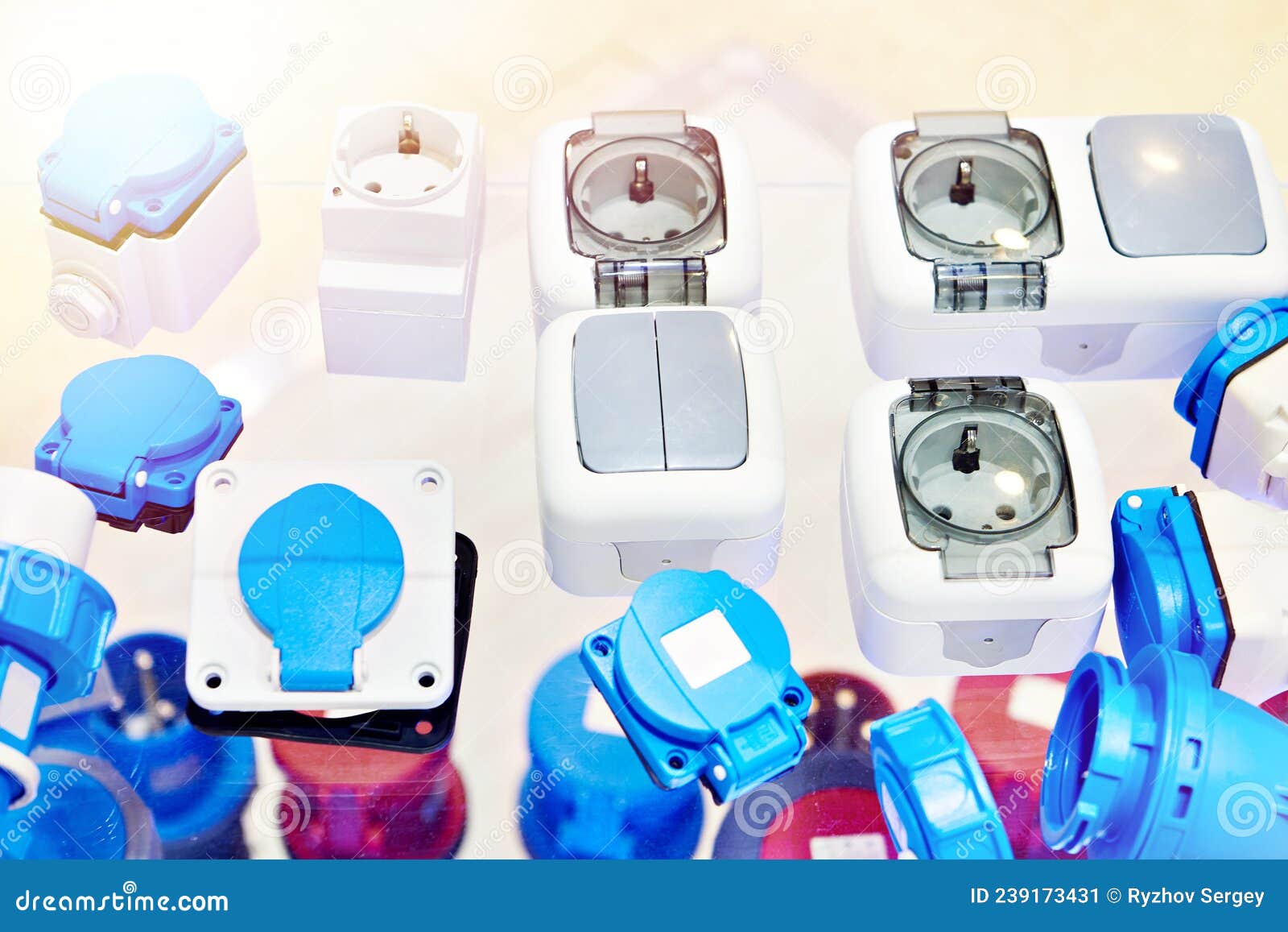 Panel and Wall Mount Sockets Outlets Stock Image - Image of connected ...