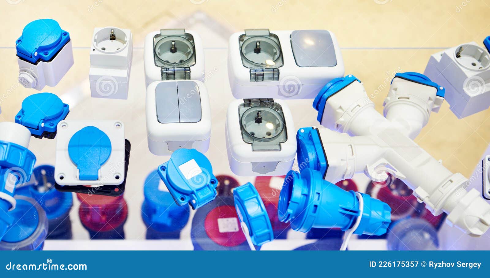 Panel and Wall Mount Sockets Outlets Stock Image - Image of connection ...