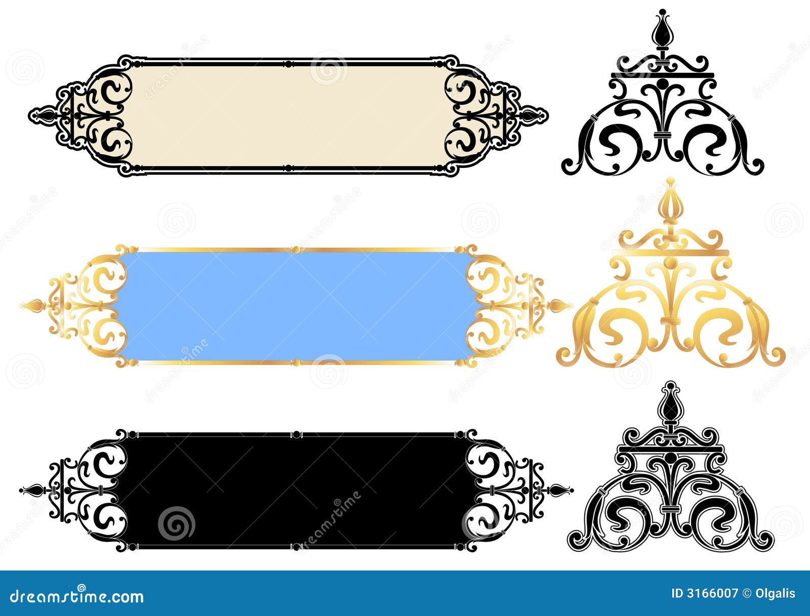 Panels design with scrolls stock vector. Illustration of circle - 3166007