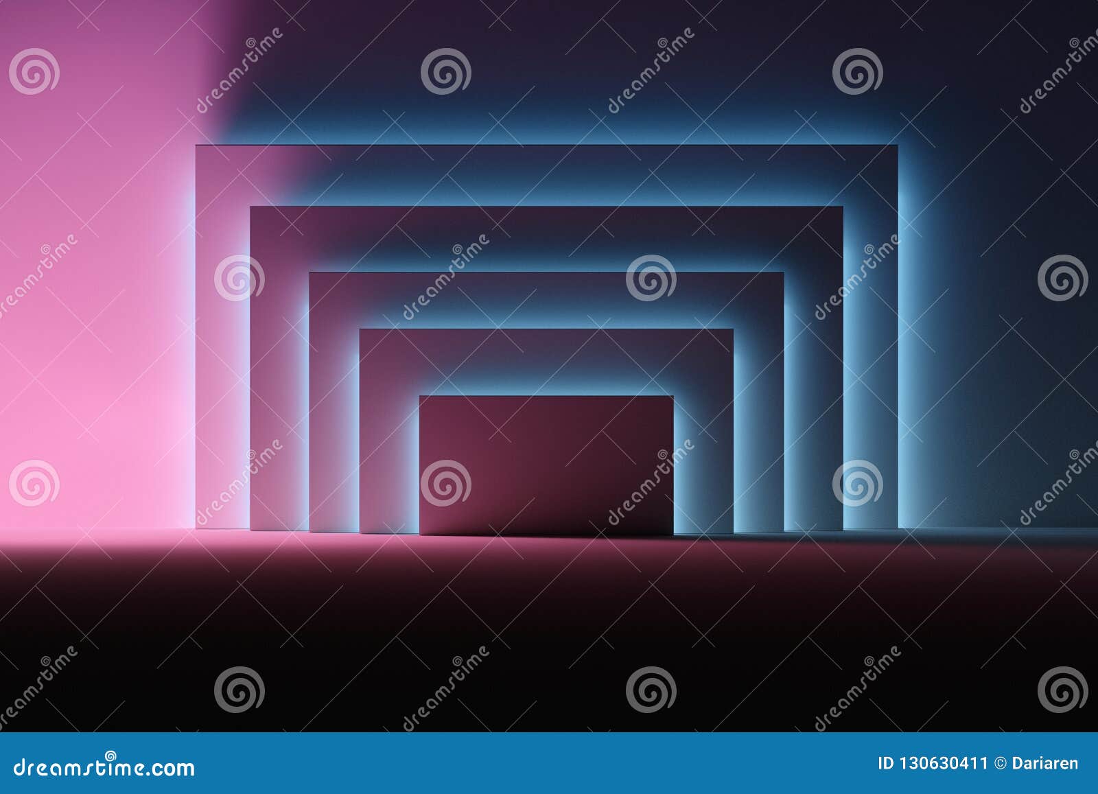 Panels Illuminated with Neon Light Stock Illustration - Illustration of ...