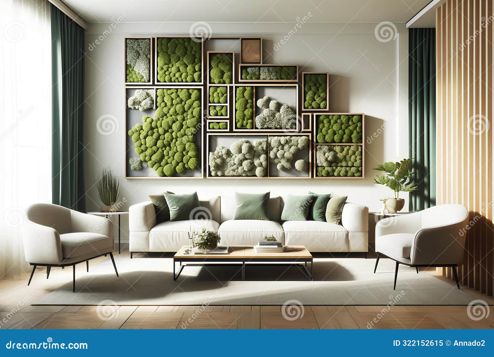 Panels Made of Decorative Stabilized Moss in a Home Interior, Eco Design Concept Stock ...