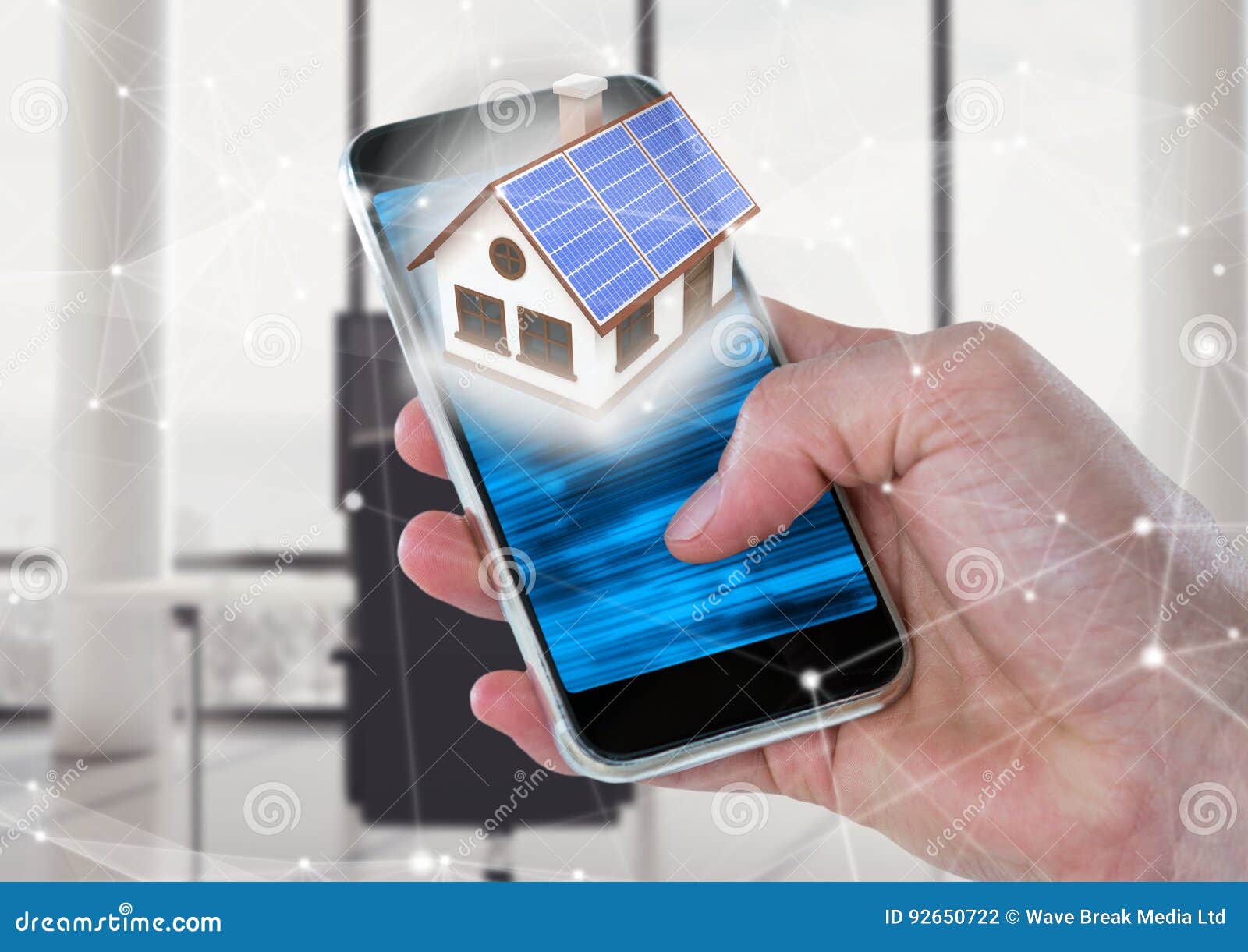 Panels on Roof House on Mobile. in the Office Stock Photo - Image of ...