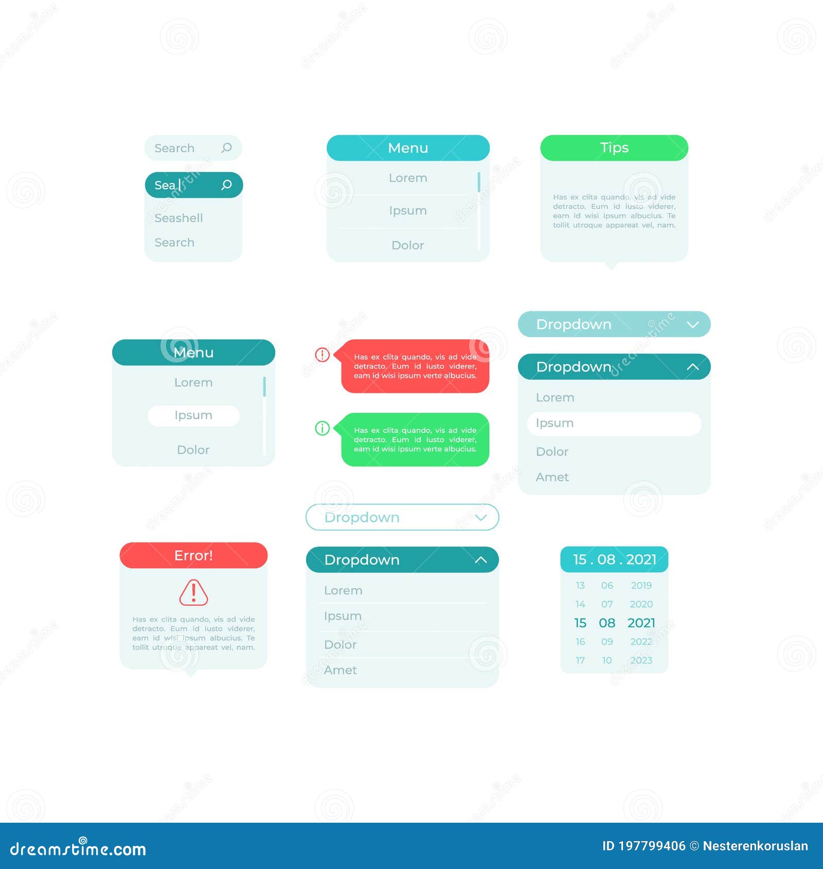 Panels UI elements kit stock vector. Illustration of notification ...