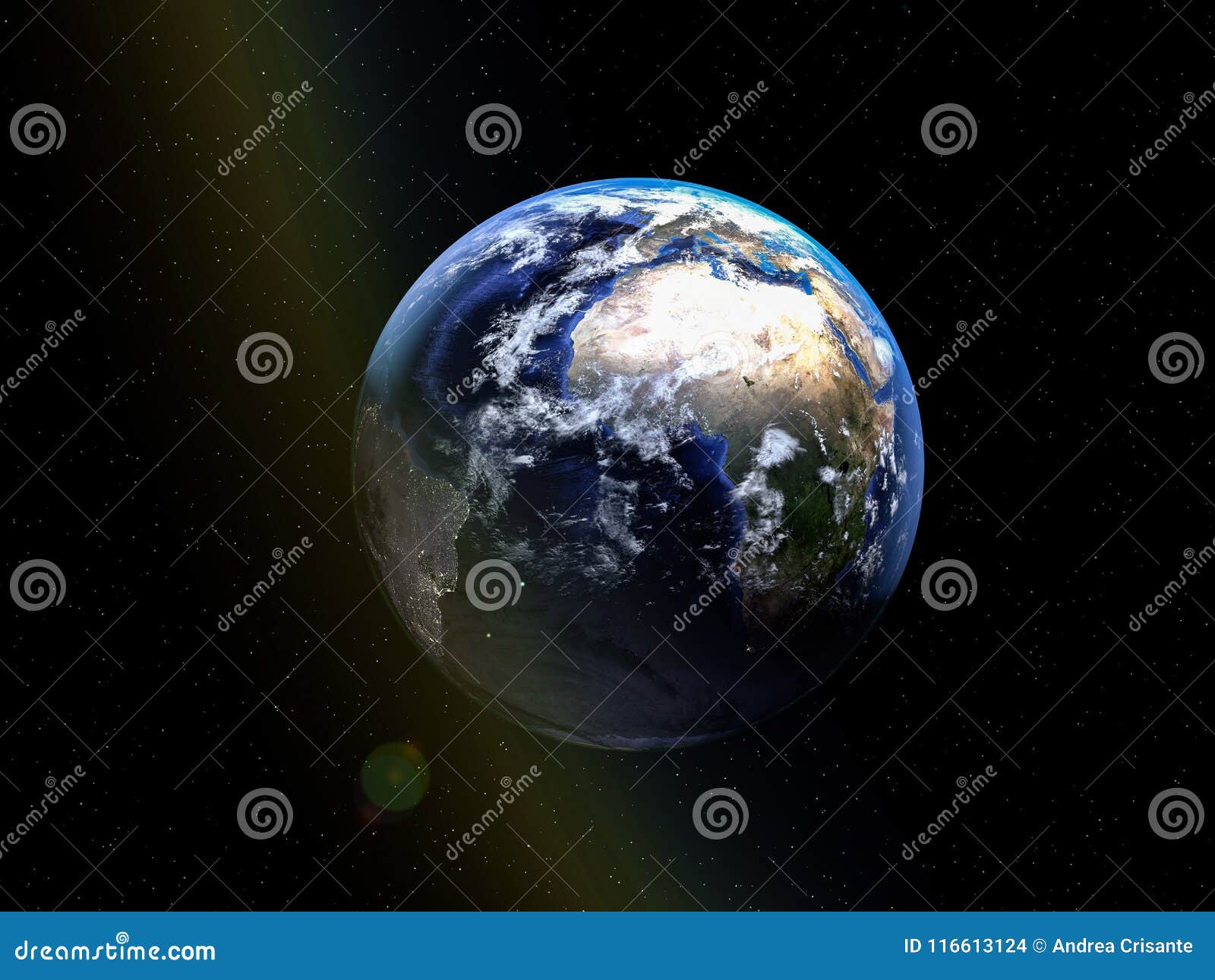 Earth Seen From The Sky. Transition Day - Night. Galaxy In The ...