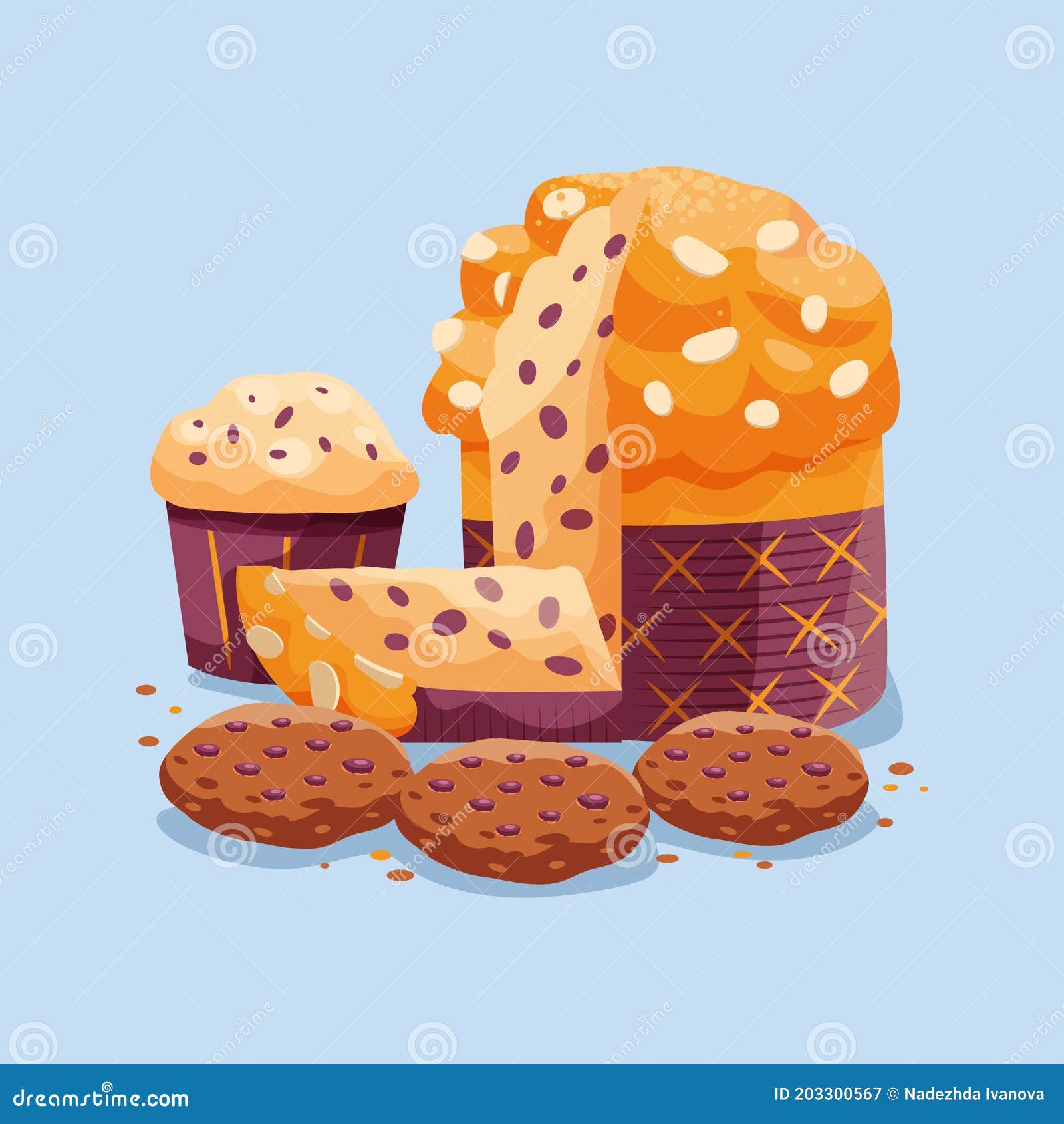 Panettone Concept in Flat Design Vector Illustration Stock Illustration ...