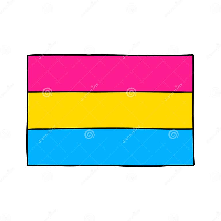 Panexual Pride Flag Doodle Icon Vector Color Line Illustration Stock