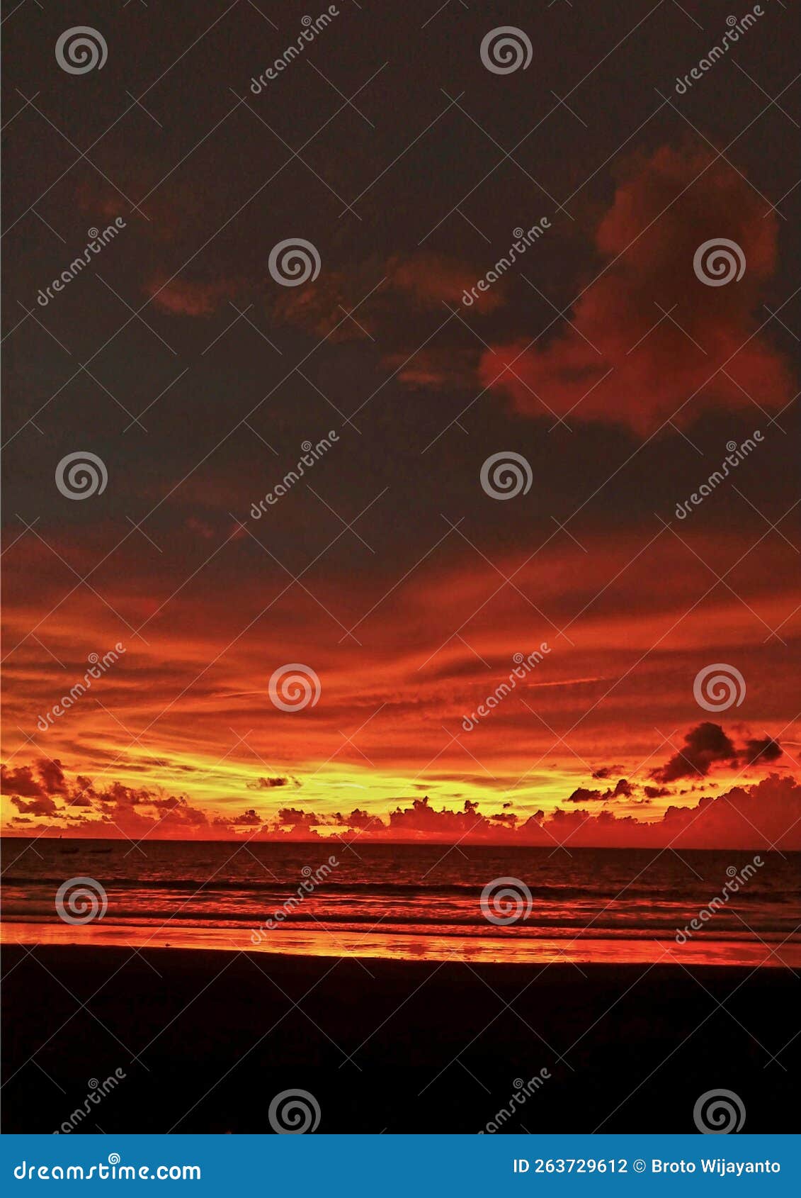 Pangandaran beach sunset stock photo. Image of evening - 263729612