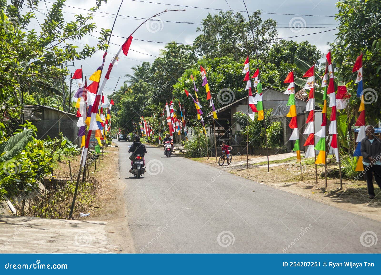 Streets in Indonesia with Indonesian Flags on Indonesian Independence ...