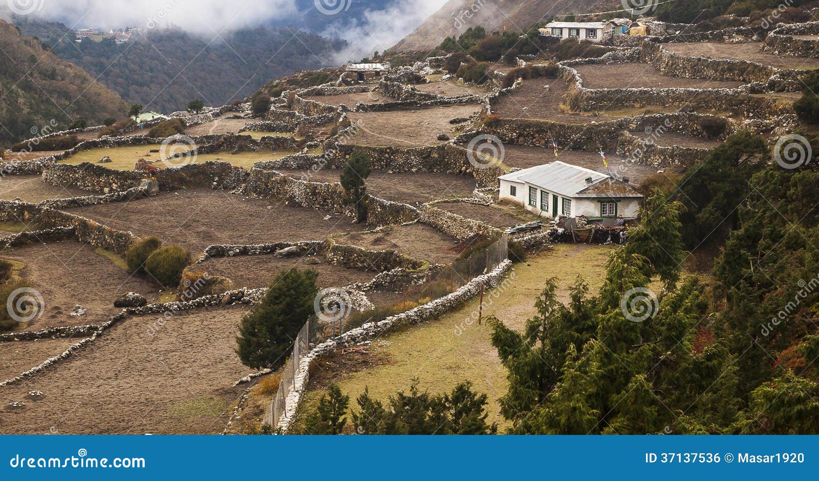Pangboche village stock photo. Image of nepal, india - 37137536