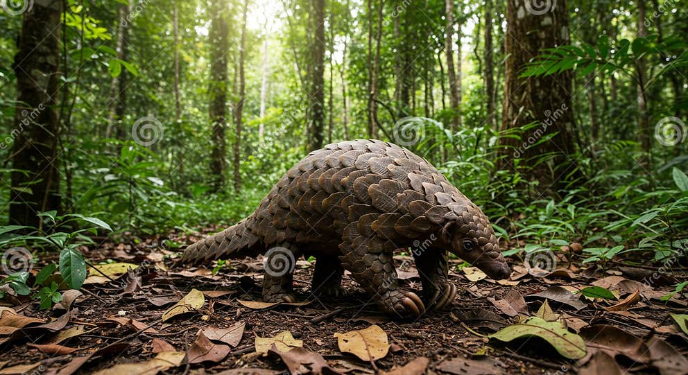 Pangolin in Lush Green Rainforest Under Sunlight Stock Photo - Image of ...