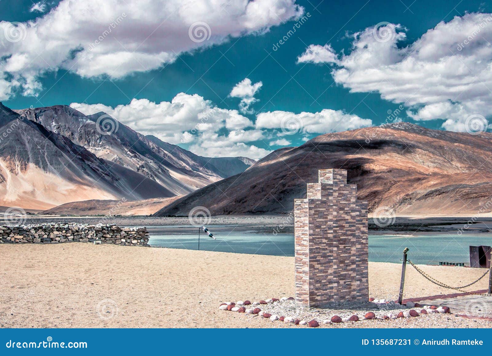 Pangong Lake stock image. Image of road, border, mountains - 135687231