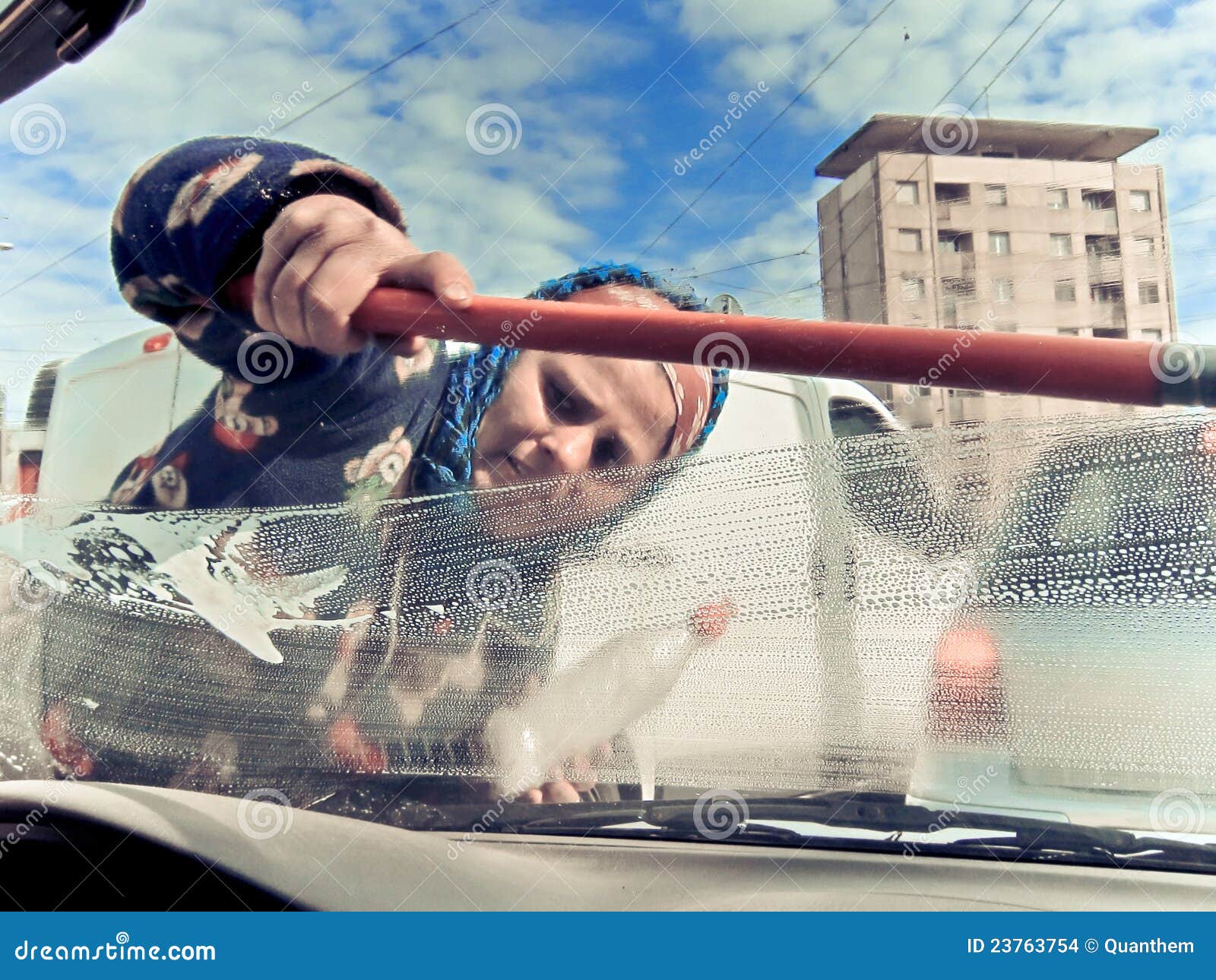 Panhandling window washer editorial stock image. Image of panhandling ...