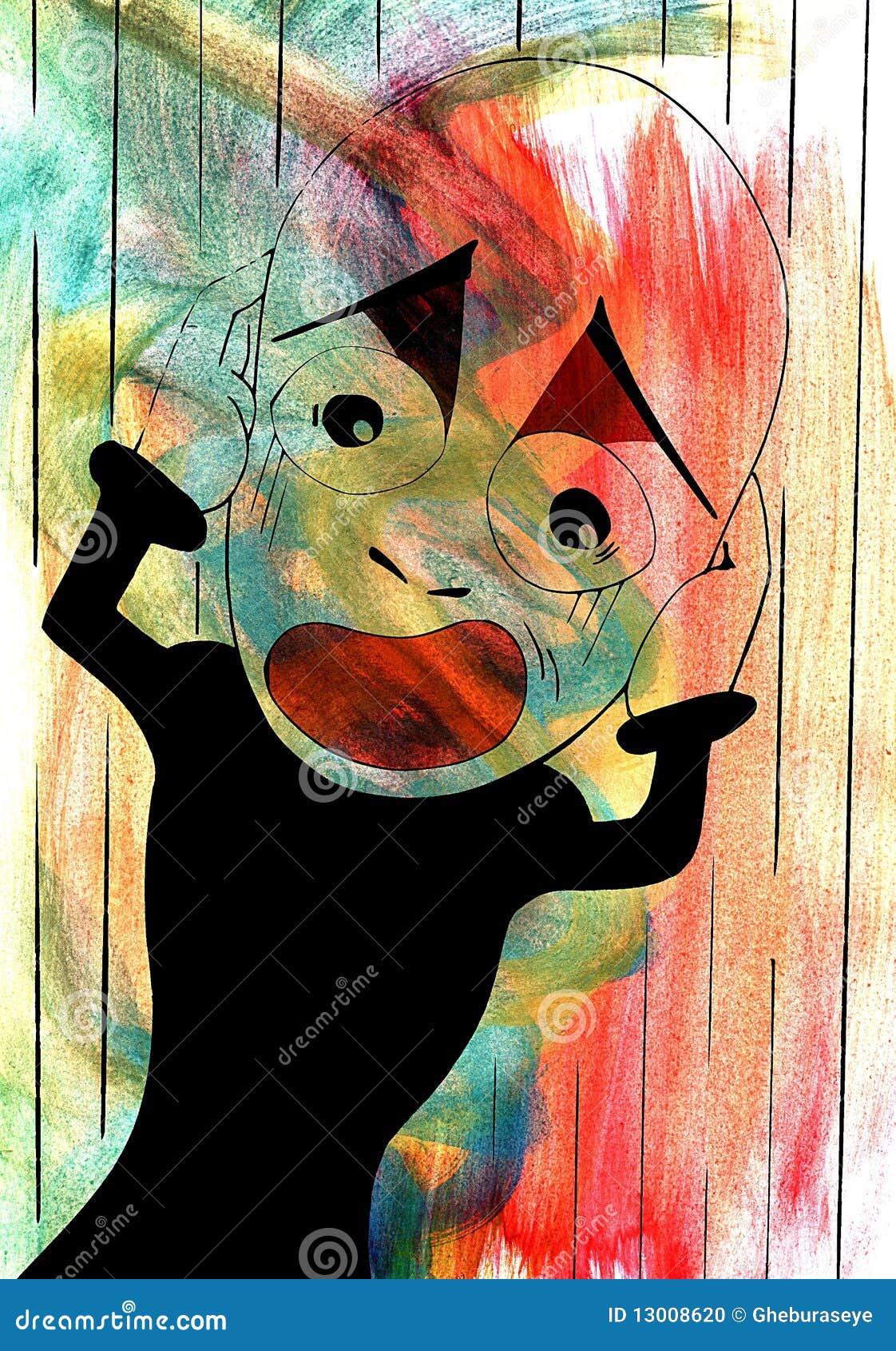 Man with Panic expression stock illustration. Illustration of help ...