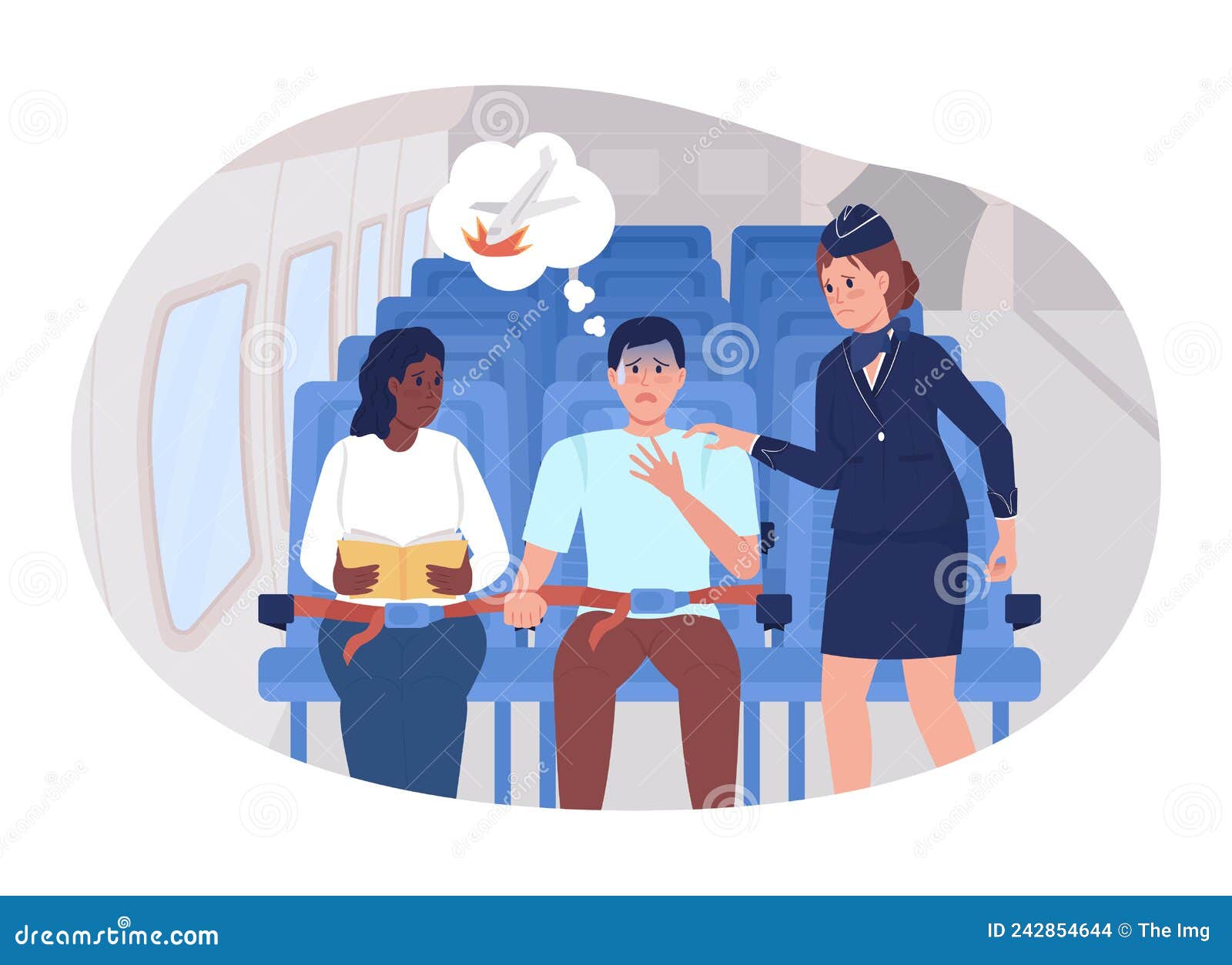 Panic On Plane. Sick Passenger. Pandemic Cartoon Vector | CartoonDealer ...