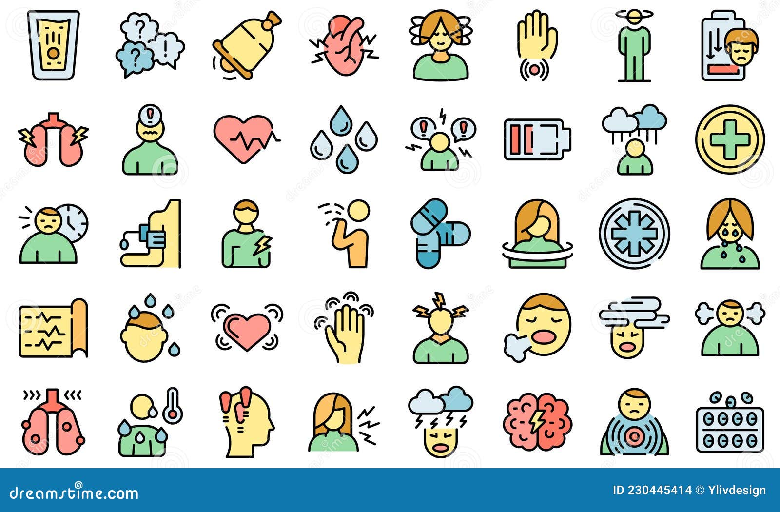 Panic Attack Icons Set Vector Flat Stock Vector - Illustration of death, attack: 230445414