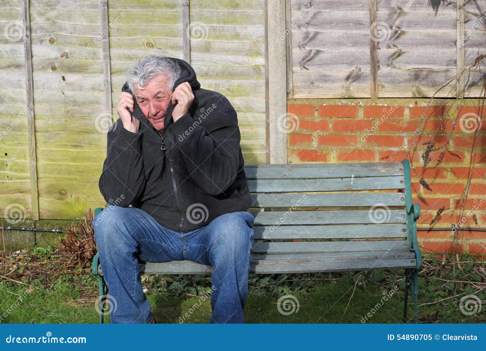 Panic Attack Man on a Bench. Stock Image - Image of mental, head: 54890705