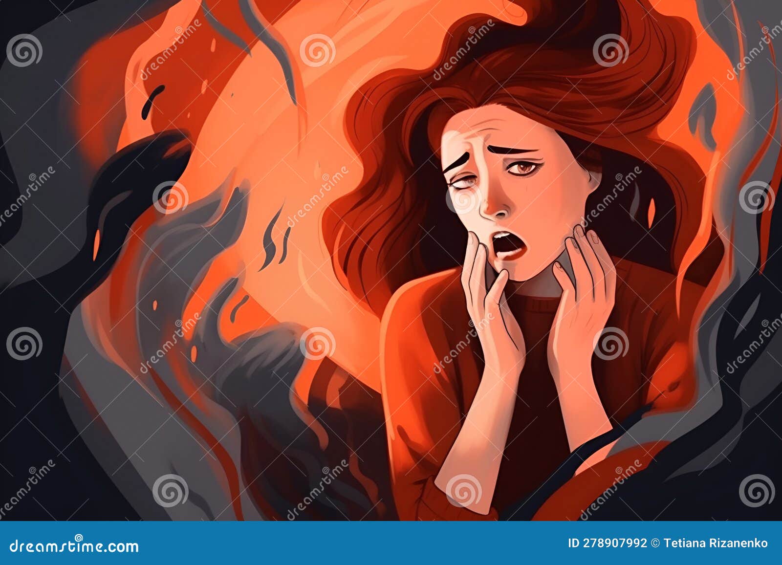 Panic Attack and Mental Disorder Concept Creative Illustration. AI ...