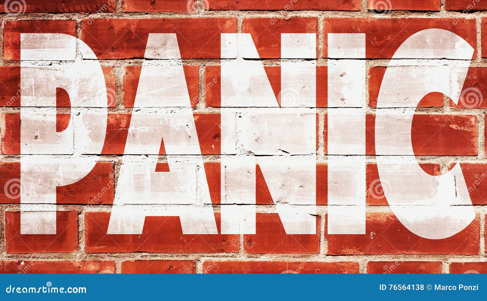 Panic on a Brick Wall stock photo. Image of people, brick - 76564138