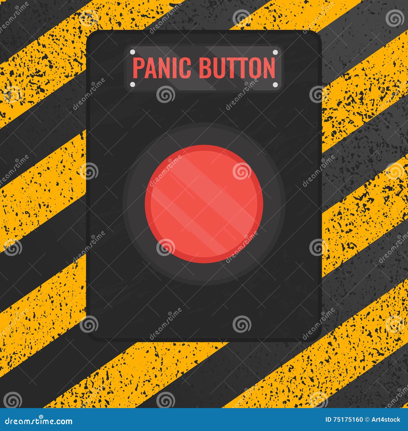 Panic Button Sign on Yellow Striped Background Stock Vector ...