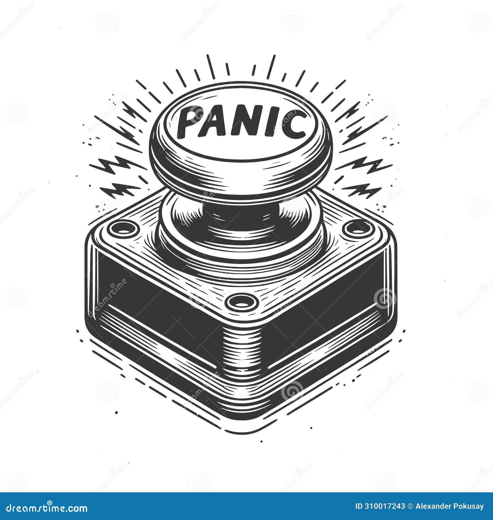 Panic Button Vintage Engraving Sketch Vector Stock Illustration ...