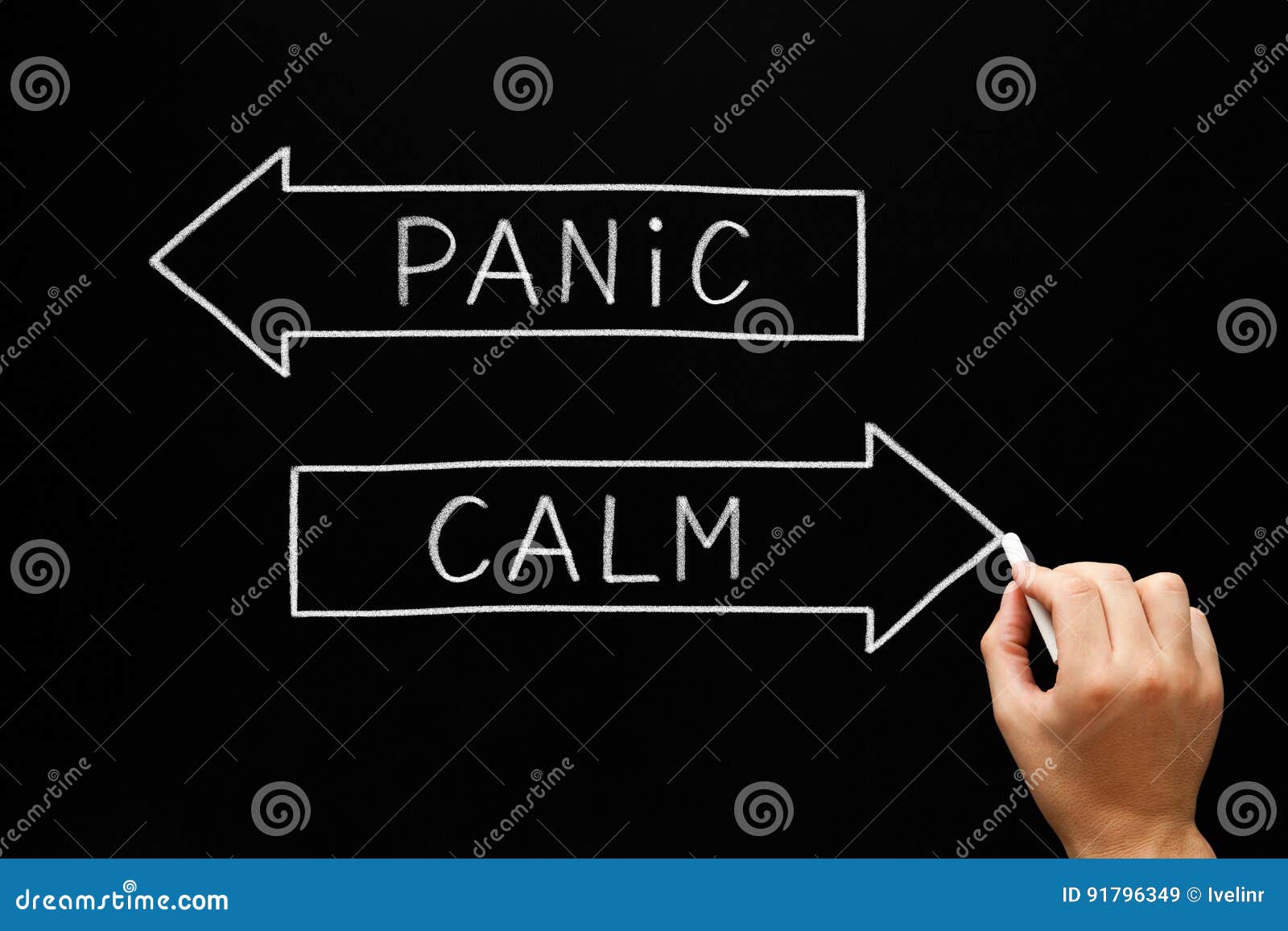 Panic or Calm Arrows Concept Stock Image - Image of health, calmness ...