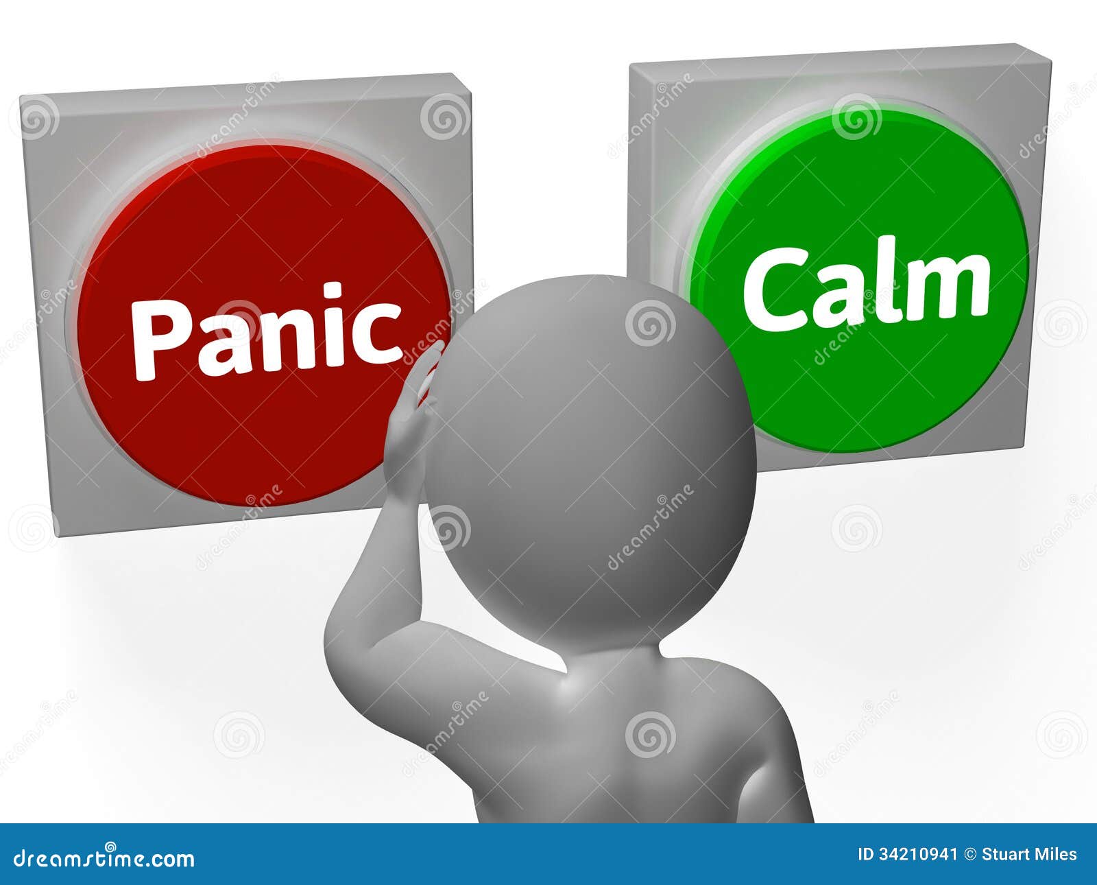Panic Calm Buttons Show Worrying or Tranquility Stock Illustration - Illustration of calm ...