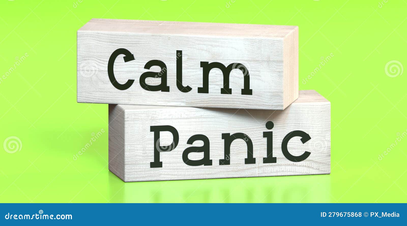 Panic, Calm - Words on Wooden Blocks Stock Illustration - Illustration of anxiety, text: 279675868