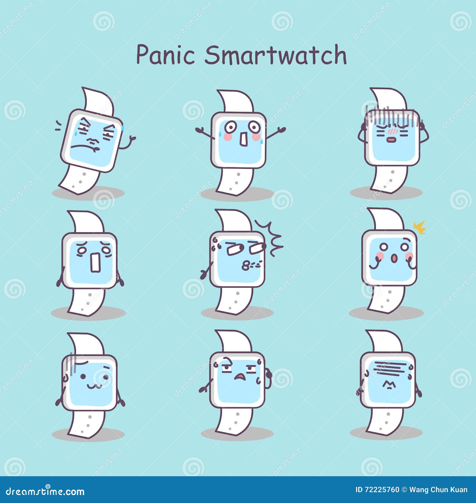 Panic cartoon smart watch stock vector. Illustration of comic - 72225760