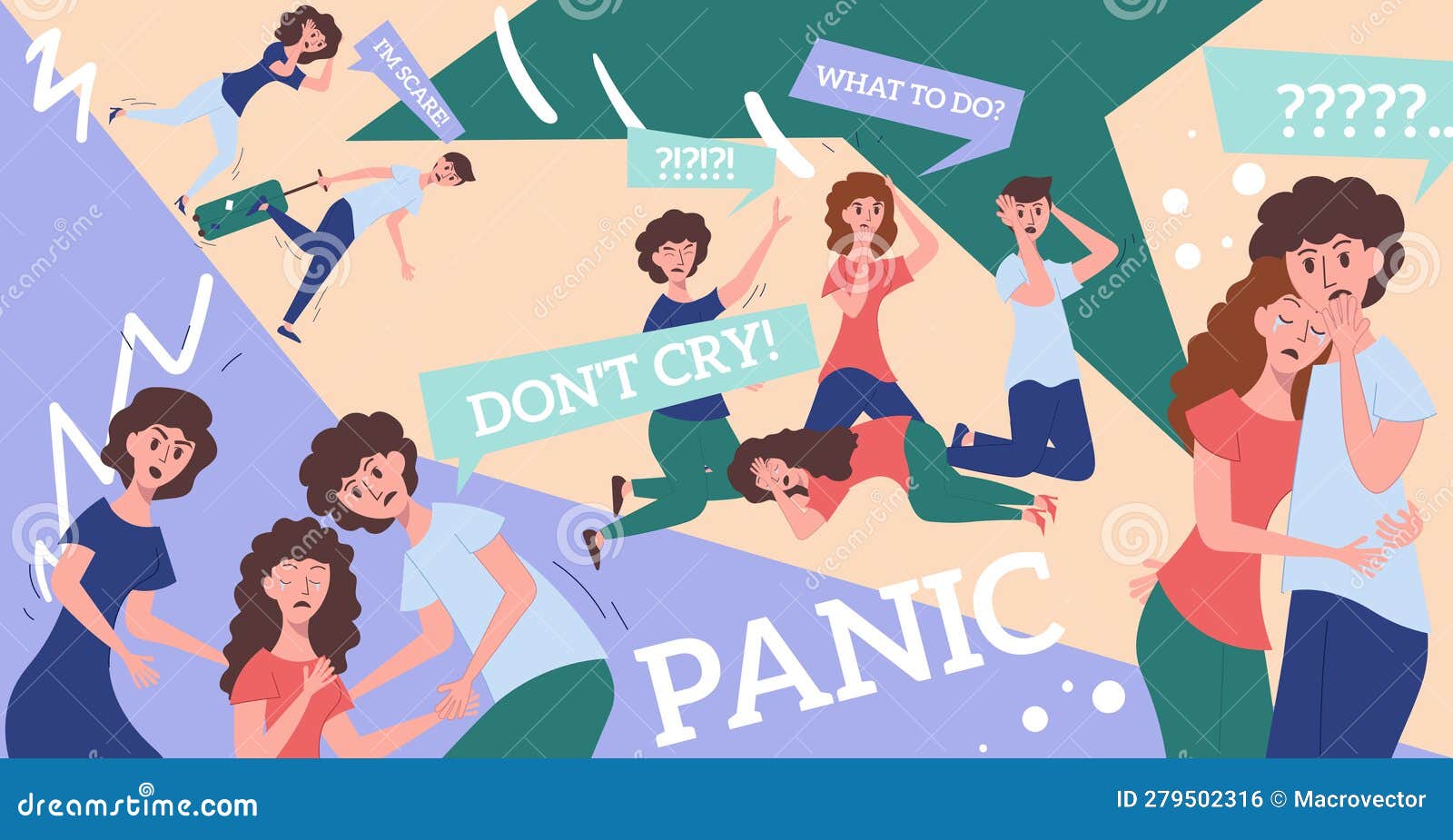 Panic Collage Flat Composition Stock Vector - Illustration of negative ...