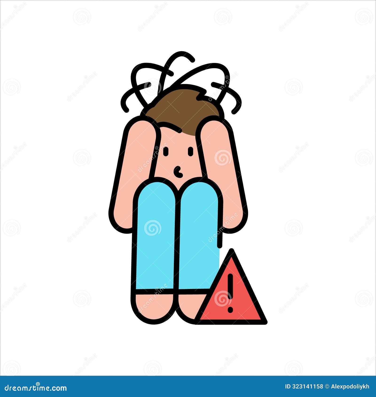 Panic Disorder Line Black Icon Sign for Web Page Stock Vector ...