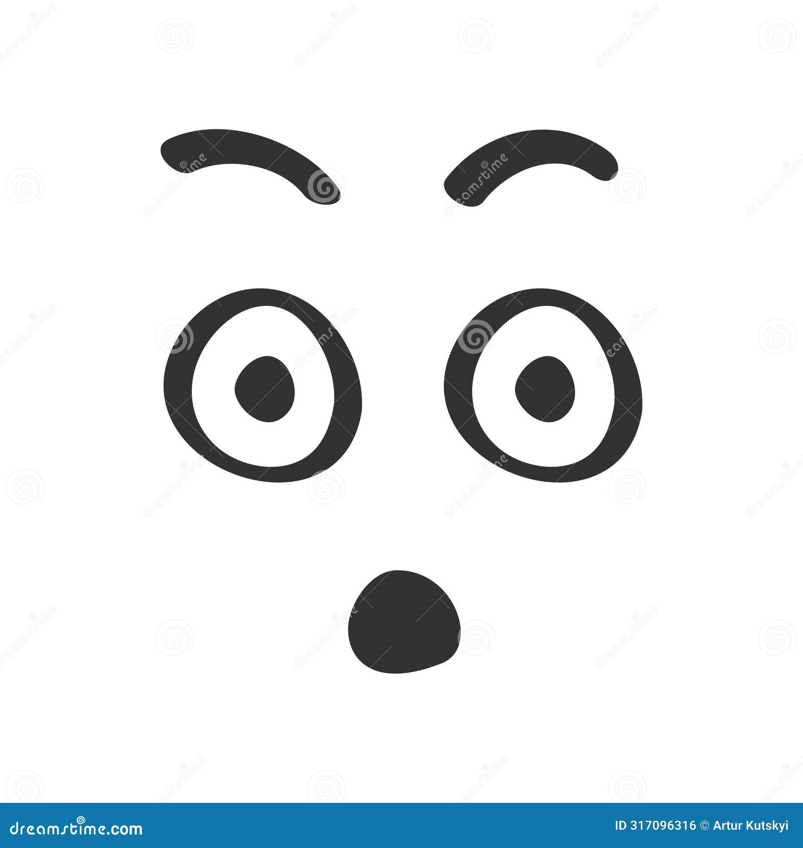 Panic Expression on Surprised Face of Character in Monochrome Doodle ...