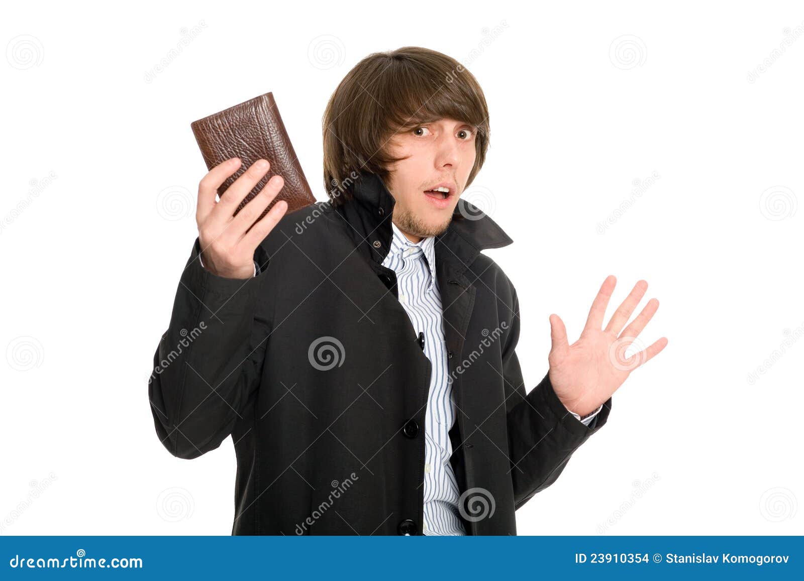 Panic man gave his wallet stock photo. Image of plunder - 23910354
