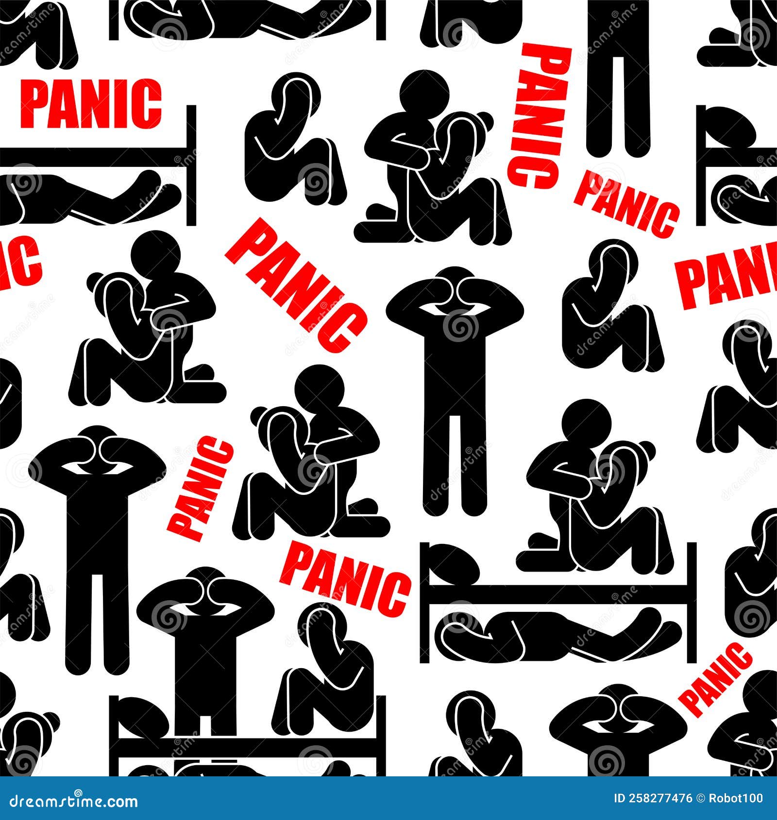 Panic Pattern Seamless ! Man Hiding Under Bed. People Be Afraid ...