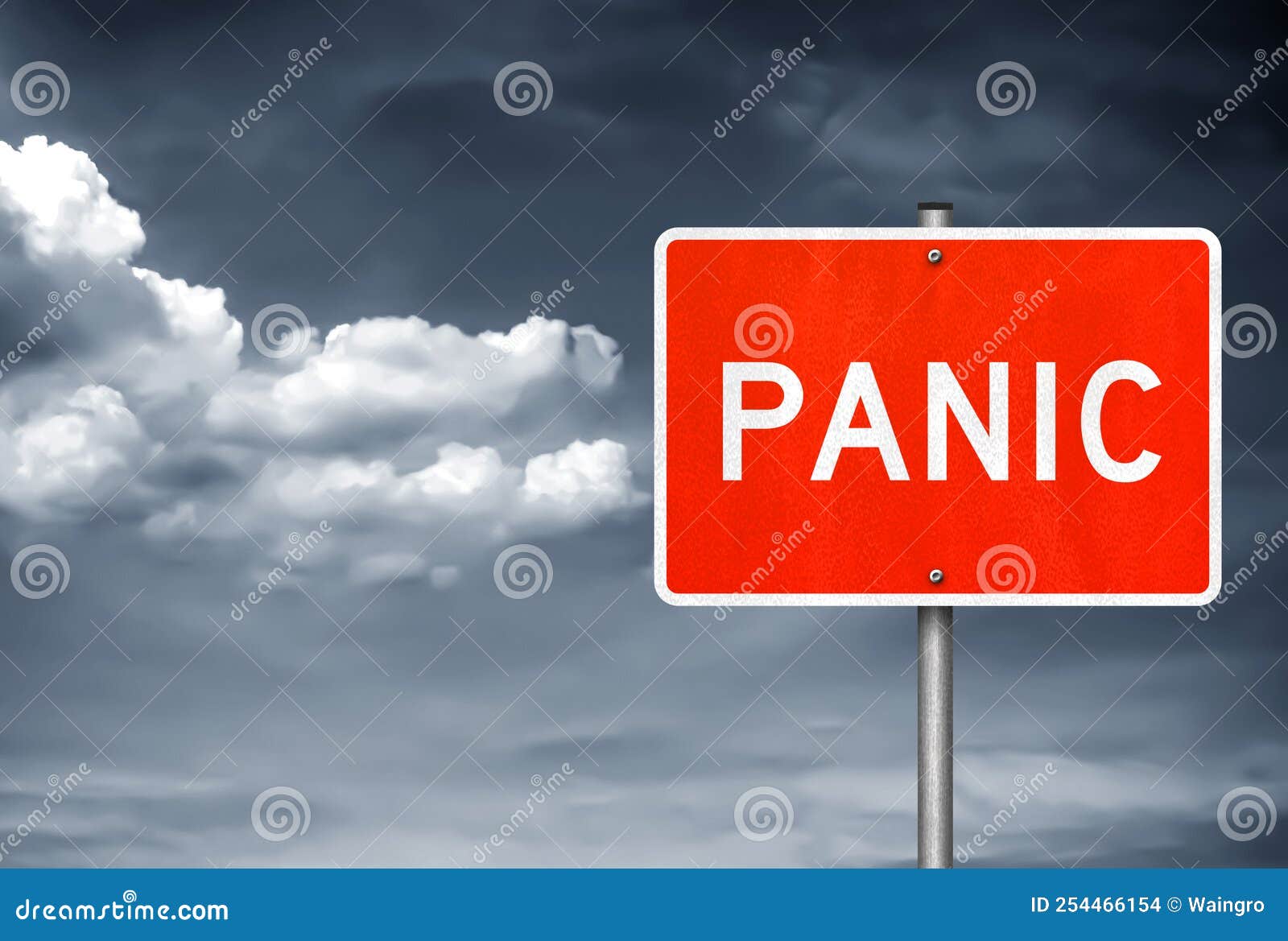 Panic - road sign warning stock photo. Image of road - 254466154