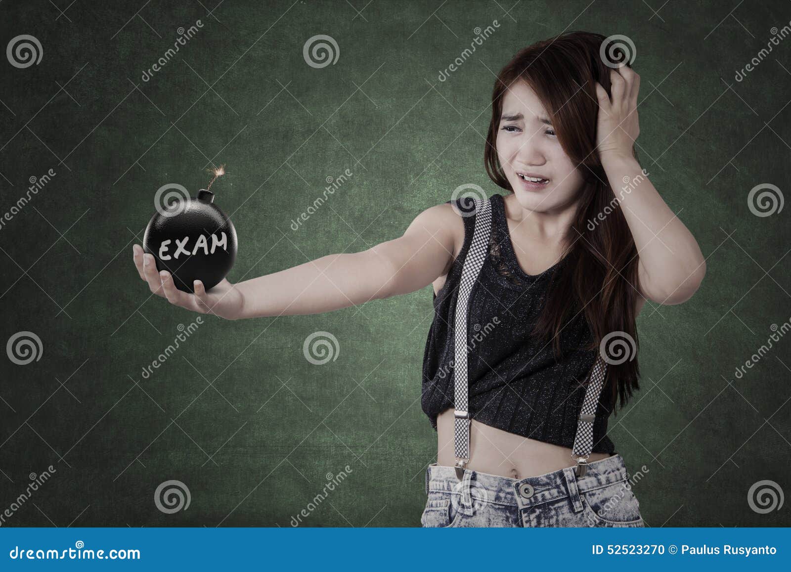 Panic Student Holding a Bomb with Exam Text Stock Photo - Image of ...