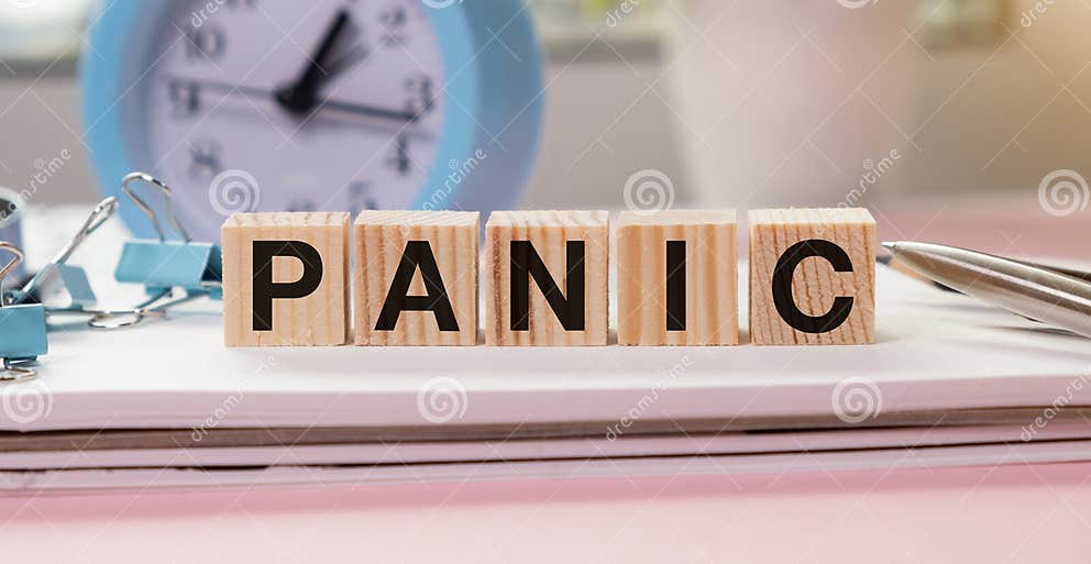 Panic Text on Wooden Cube on Wooden Table Background Stock Photo ...