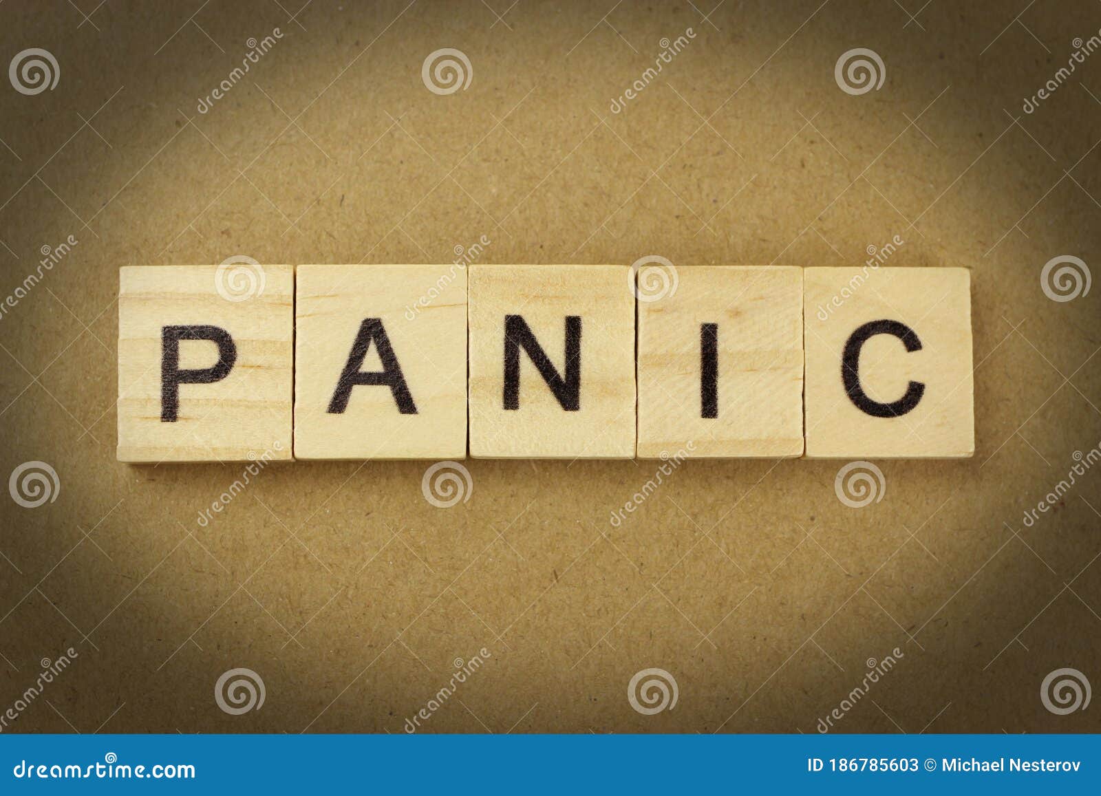Panic Word of Wooden Square Letters on a Brown Background Stock Image ...