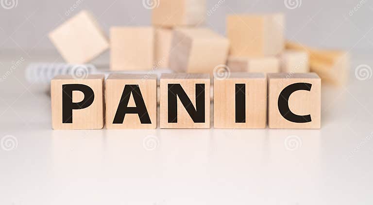 Panic Word Written on Wood Block. Panic Text on Table, Concept. Stock ...
