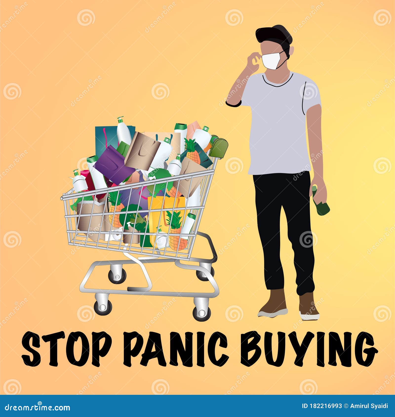 Customer in Panic Buying Lots of Food Due To Movement Control by ...