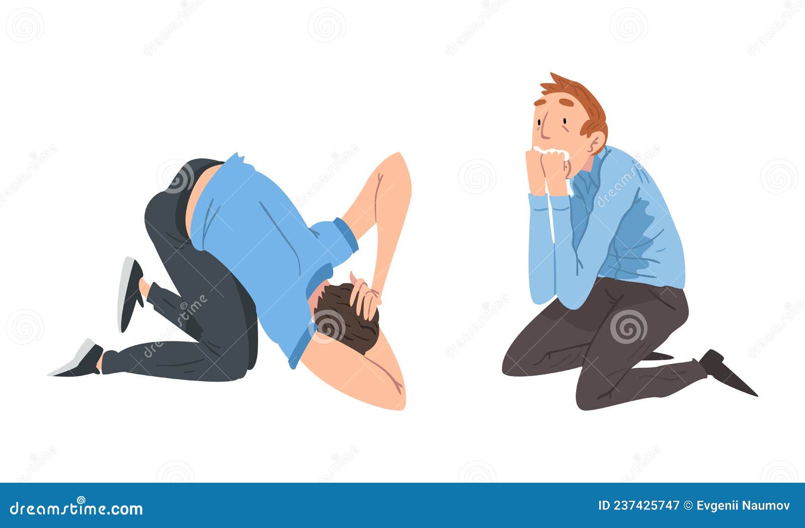 Panicked Man Afraid of Something Sitting on the Floor and Shouting with ... Panicked Man Afraid of Something Sitting on the Floor and Shouting with ...