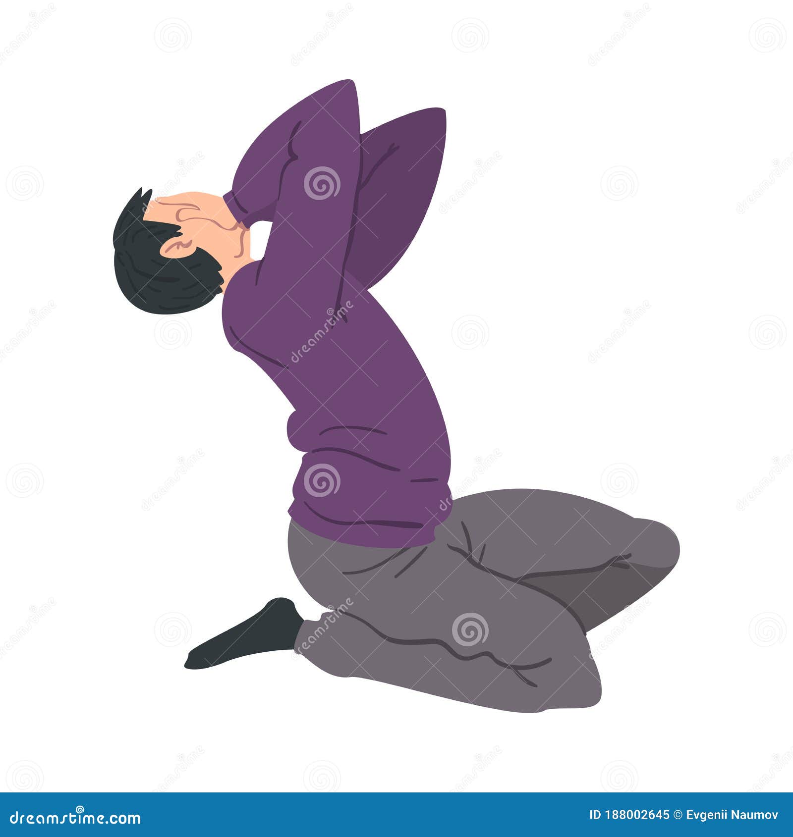 Panicked Man Sitting on the Floor on His Knees Holding Hands on Head ... Panicked Man Sitting on the Floor on His Knees Holding Hands on Head ...