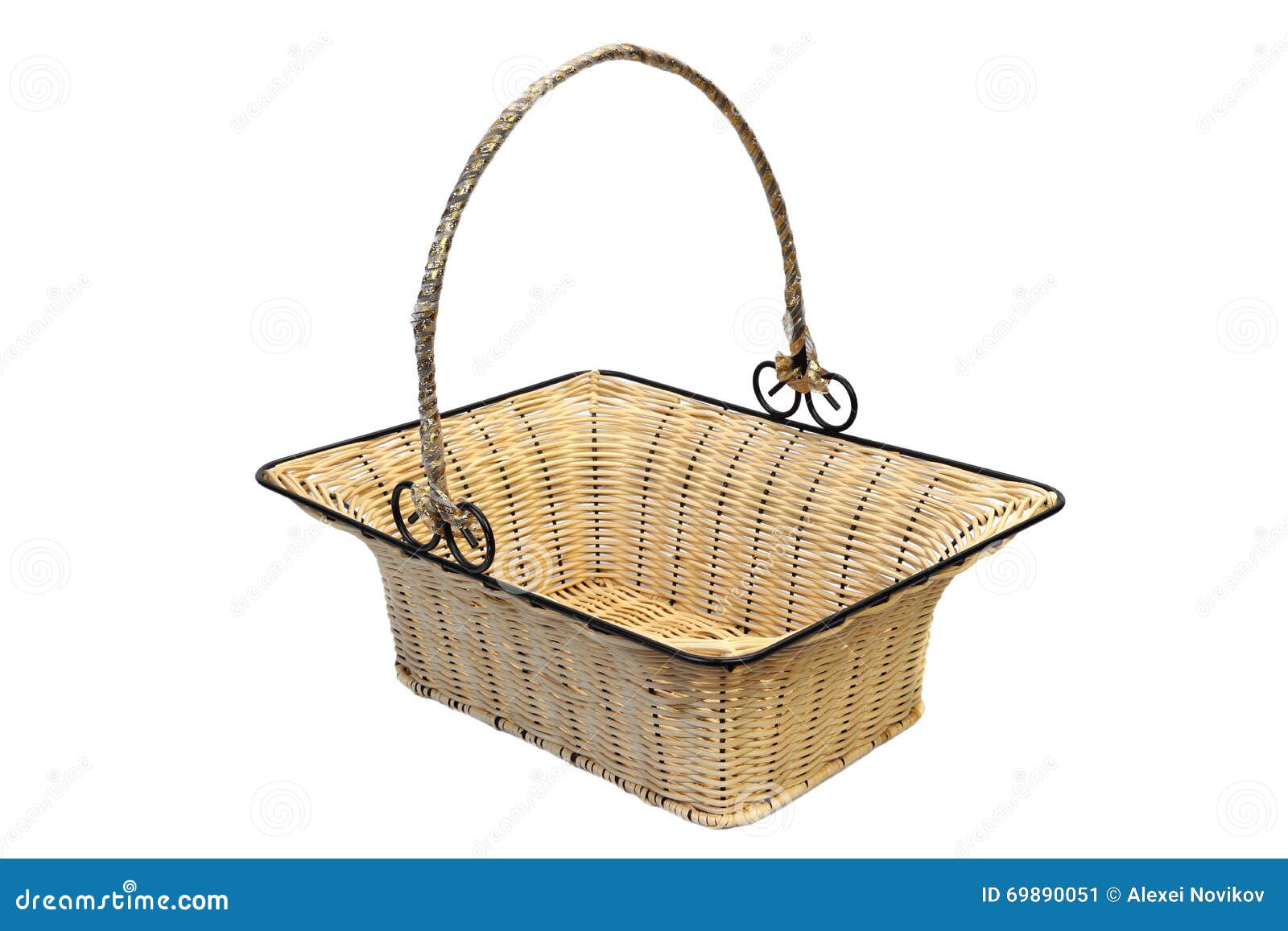 Panier En Osier De Vintage Vide D'isolement Image stock - Image du neuf ...