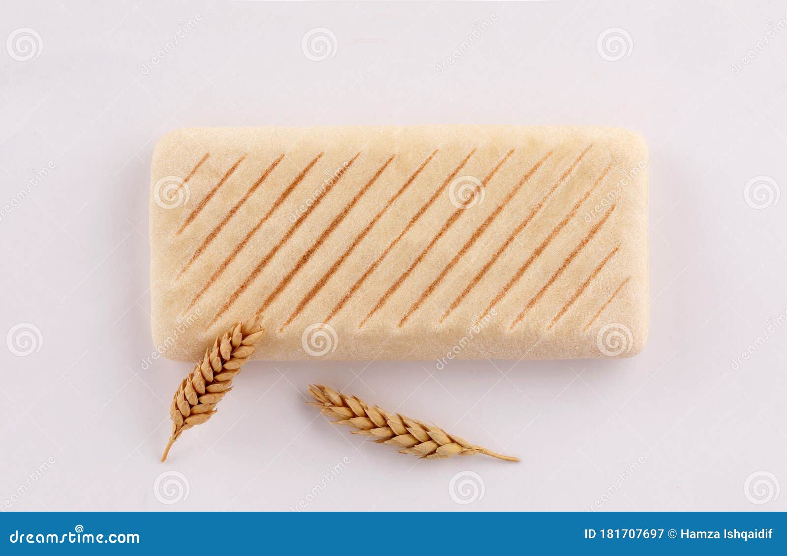 Panini Bread Toasted with Ears Wheat on White Background Stock Image ...