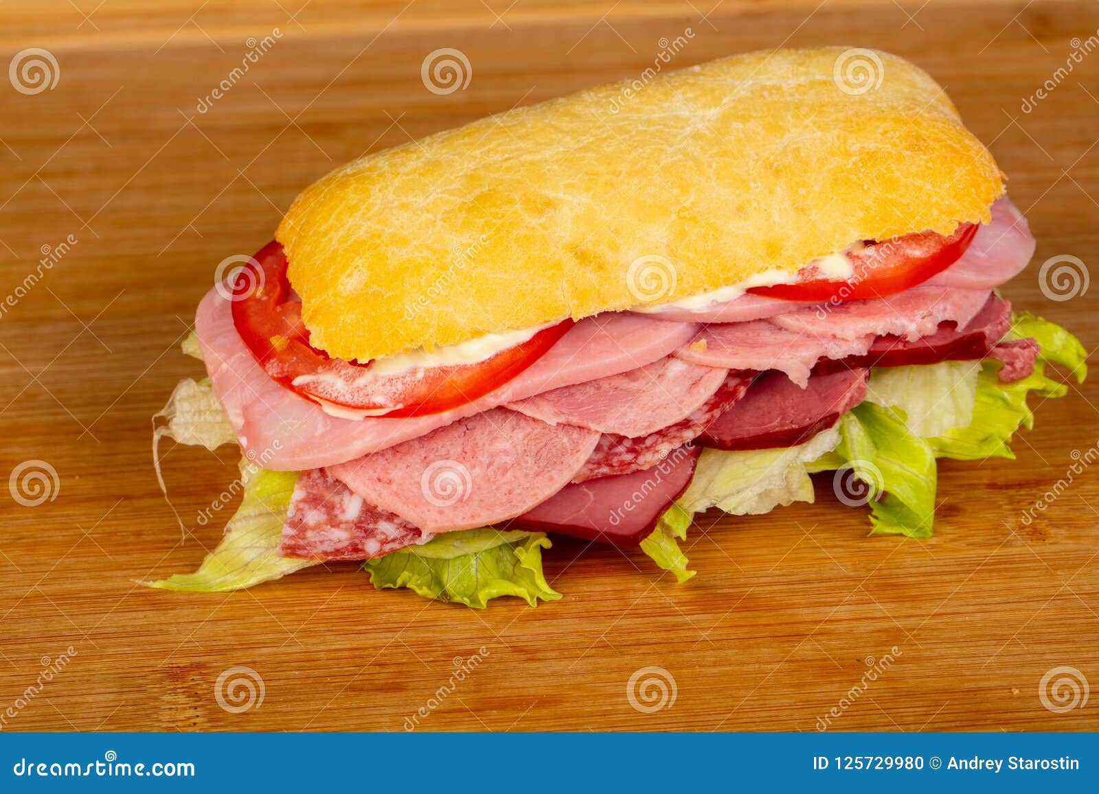 Panini with Ham and Sausage Stock Photo - Image of delicious, meat ...