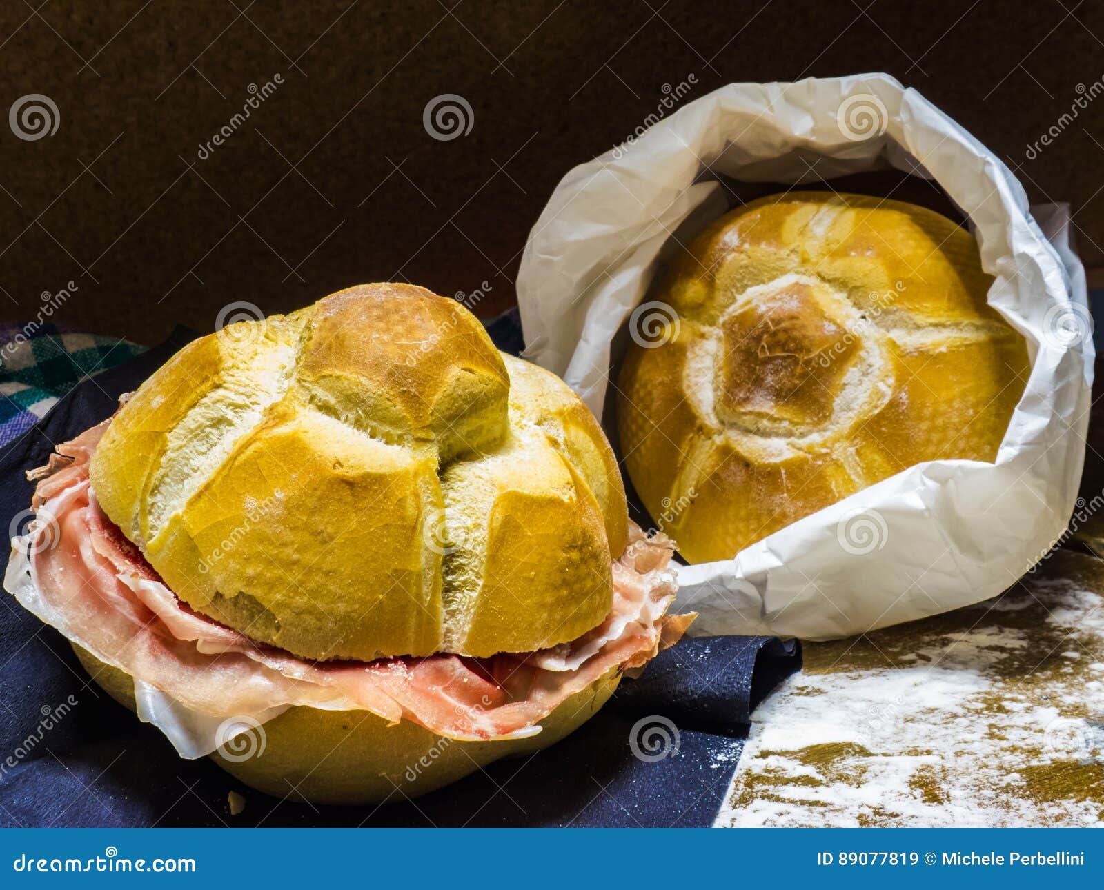 Panini with Parma ham stock image. Image of sausage, table - 89077819